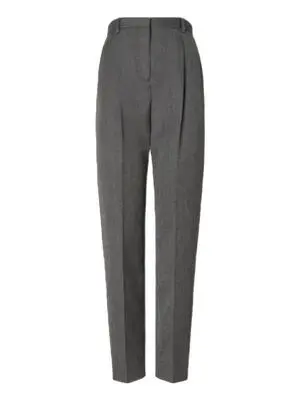 Tory Burch Mid-rise Loose-fit Wool Blended Trousers - Black