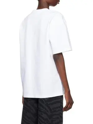 GANNI T-shirt With Logo And Crystal Appliqués - White
