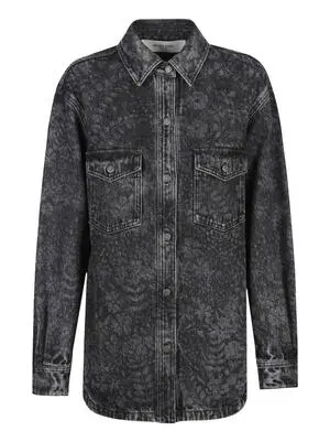 GOLDEN GOOSE Golden Goose Deluxe Brand Denim Shirt With Floral Pattern Black