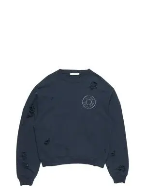 Acne Studios Distressed Logo Crewneck Sweatshirt - Black