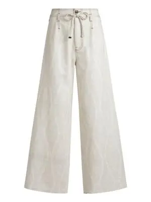 Etro Wide-leg Trousers With Paisley Print - White