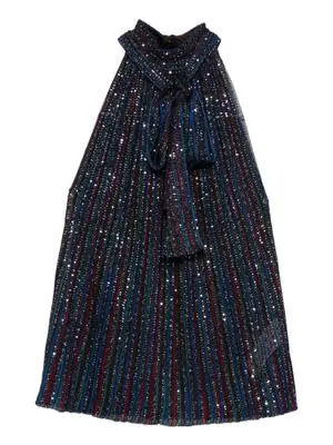 Missoni Striped Sequin High Neck Sleeveless Vest - Blue