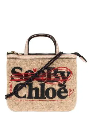 See By Chloé Small Embroidered Logo Shoulder Bag - Nude