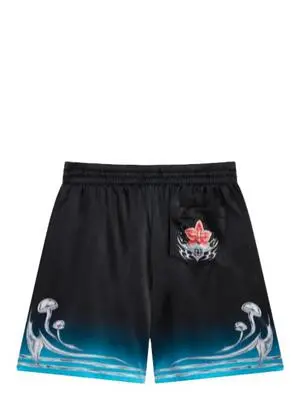 Casablanca Graphic Print Silk Shorts - Black