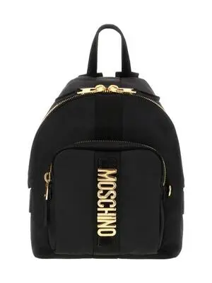 Moschino Small Logo Plaque Backpack - Black