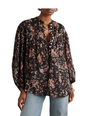 Isabel Marant Étoile Kiledia Printed Pleated Blouse - Black