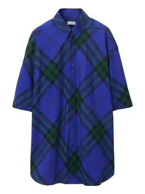Burberry Checkered Short-sleeved Shirt - Blue