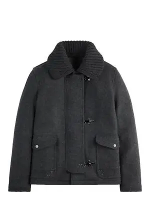 FAY Ribbed Collar Toggle Jacket - Grey
