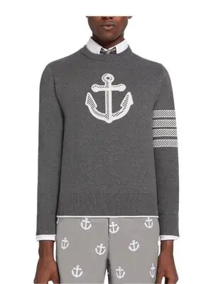 Thom Browne Anchor Jacquard Jumper - Medium Gray