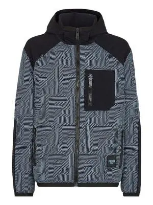 Fendi Logo Patch Zip-up Jacket - Black