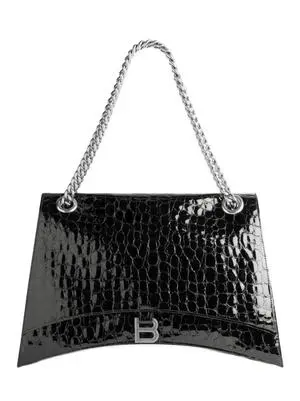 Balenciaga Crush Large Chain Bag Crocodile Embossed - Black