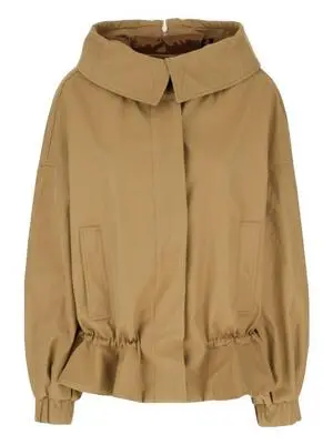 Dries Van Noten Long Sleeve Ruffled Hem Jacket - Camel