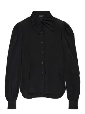 Balenciaga Bow Detailed Long-sleeve Shirt - Black
