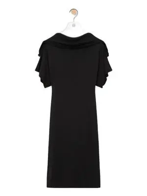 Loewe Viscose Dress With Boat Neck And Deep V Back - Black