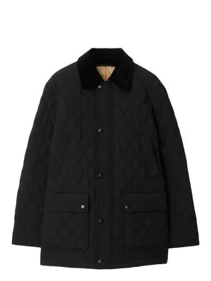 Burberry Long Sleeved Quilted Down Jacket - Black/sand