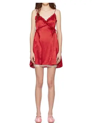 Simone Rocha Silk-satin Dress - Red