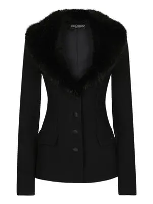 DOLCE & GABBANA Dolce & Gabbana Single-Breasted Faux Fur Collar Jacket