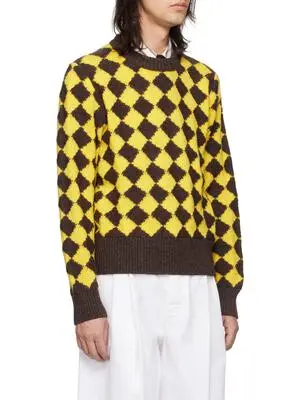 Bottega Veneta Wool Argyle Intarsia Jumper - Black