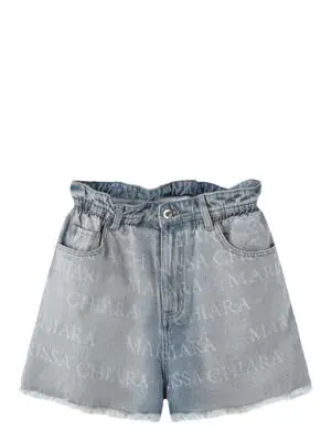 MARISSA CHIARA Marissa Chiara Belted Logo Print Denim Shorts
