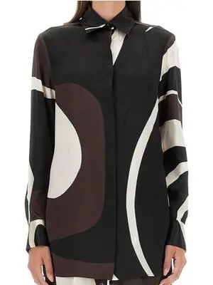 Kiton Graphic Patterned Long Sleeve Shirt - Brown