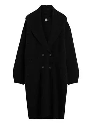 TOTEME Ribbed Shawl Collar Cardigan - Black