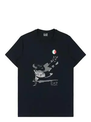 EA7 Logo T-shirt With Round Neck - Black