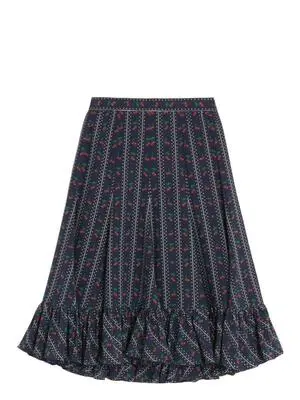 Valentino Garavani Crepe De Chine Midi Skirt With Cherry Print - Black