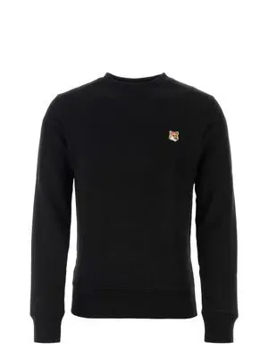 Maison Kitsuné Fox Patch Crewneck Sweatshirt - Black