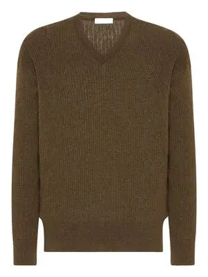 THE ROW Thayer Cashmere Silk V-neck Sweater - Brown