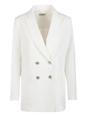 Herno Long Sleeved Double Breasted Jacket - White