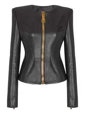 Balmain Zip-up Leather Jacket - Black