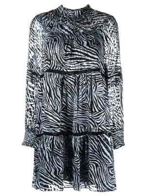 Michael Kors Zebra Print Mini Dress - Black