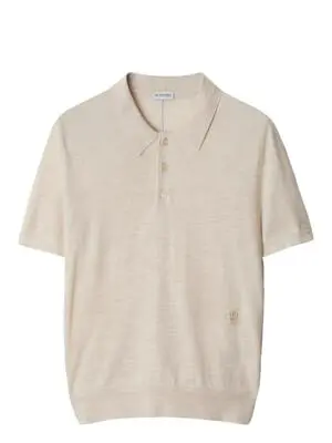 Burberry Short-sleeved Fin-knit Polo Top - Nutmeg