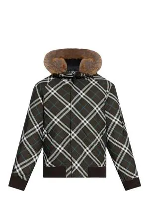 Burberry Checked Hooded Puffer Jacket - Black