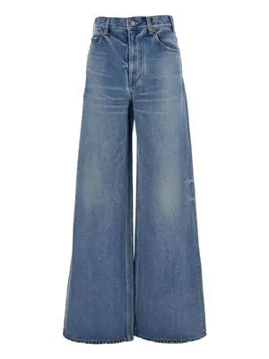 Celine Flared Surf Jeans In Union Wash Denim - Blue