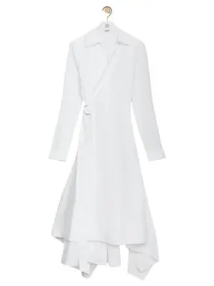 Loewe Draped Midi Dress With Side Buckle Detail - White