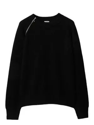 Burberry Zip-detailed Crewneck Knitted Jumper - Black