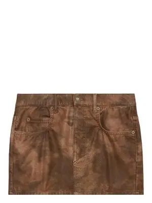 Isabel Marant Étoile Mini Faux Leather Skirt - Tabacco
