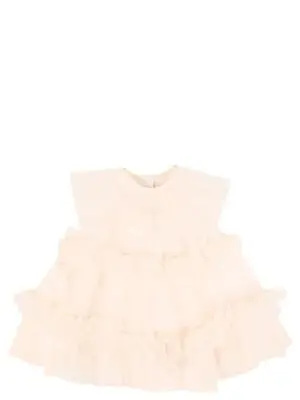 Fendi Round Neck Ruffled Dress - White