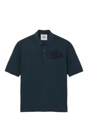 Lacoste Crocodile-appliqué Polo Shirt - Black