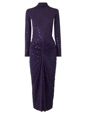 Alaïa Embellished Knitted Midi Dress - Dark Purple