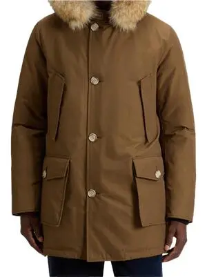 Woolrich Arctic Hooded Parka With Fur Trim - Coffee