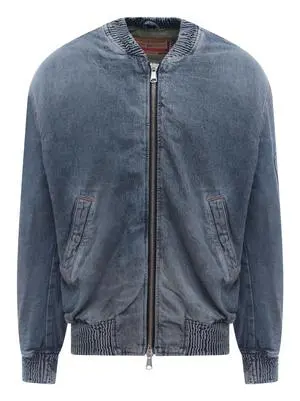 DIESEL® Faded Bomber Denim Jacket - Gray