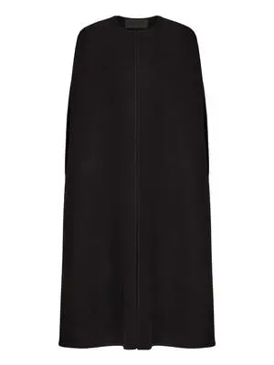 Valentino Garavani Straight Hem Crewneck Cape Coat - Black