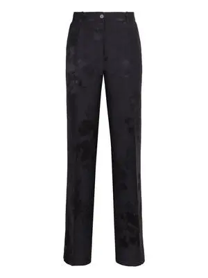 P.a.r.o.s.h Floral Print Straight-leg Trousers - Black