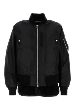 Sacai Buttoned Long-sleeved Bomber Jacket - Black