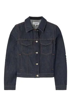 Loewe Long Sleeve Denim Jacket With Embroidered Details - Black