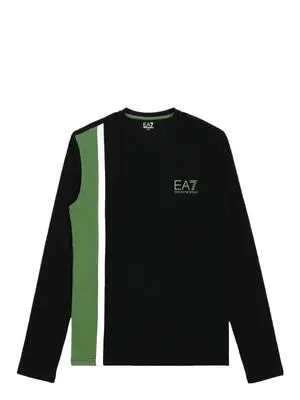 EA7 Logo T-shirt With Round Neck - Black