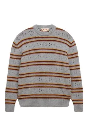 Marni Striped Openwork Knit Jumper - Grey