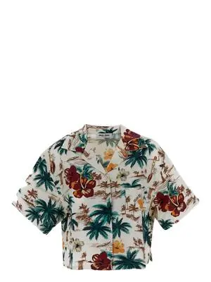MIU MIU Miu Miu Graphic Printed Short Sleeve Shirt